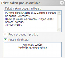 Podešavanje izgleda ispisa izlaznog računa (Fakture)